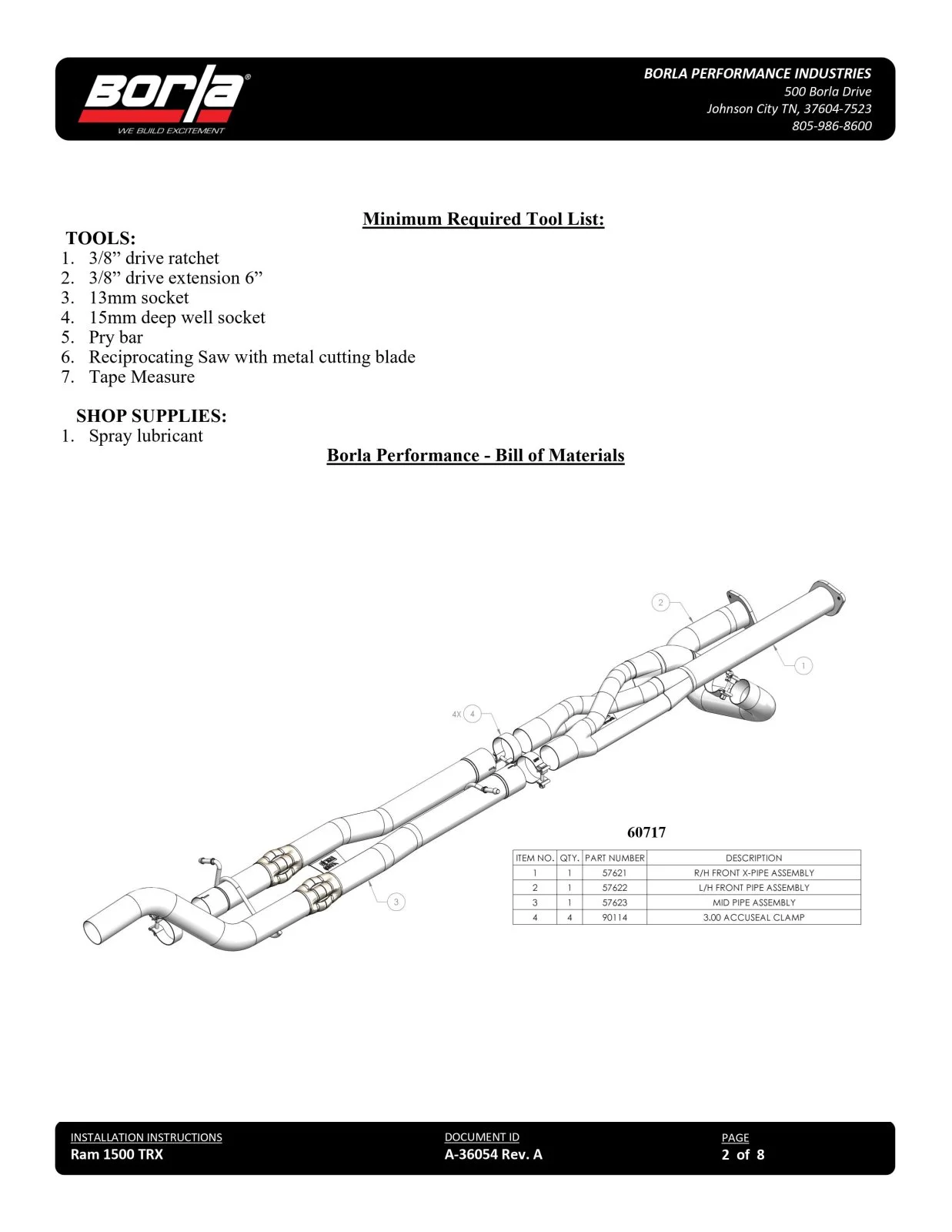 BORLA 3%22 Connection Pipes (ATAK Sound Level) with SwitchFire X-Pipe for 2021-2022 Ram TRX ...