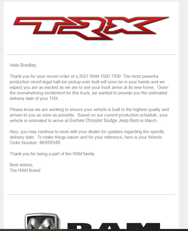 FCA Email.PNG | RAM TRX Forum