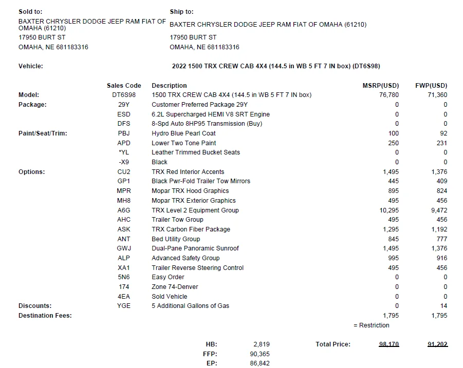 TRX invoice.png | RAM TRX Forum